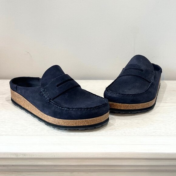 Birkenstock | Shoes | Birkenstock Navy Blue Clogs Mules Penny Loafers ...